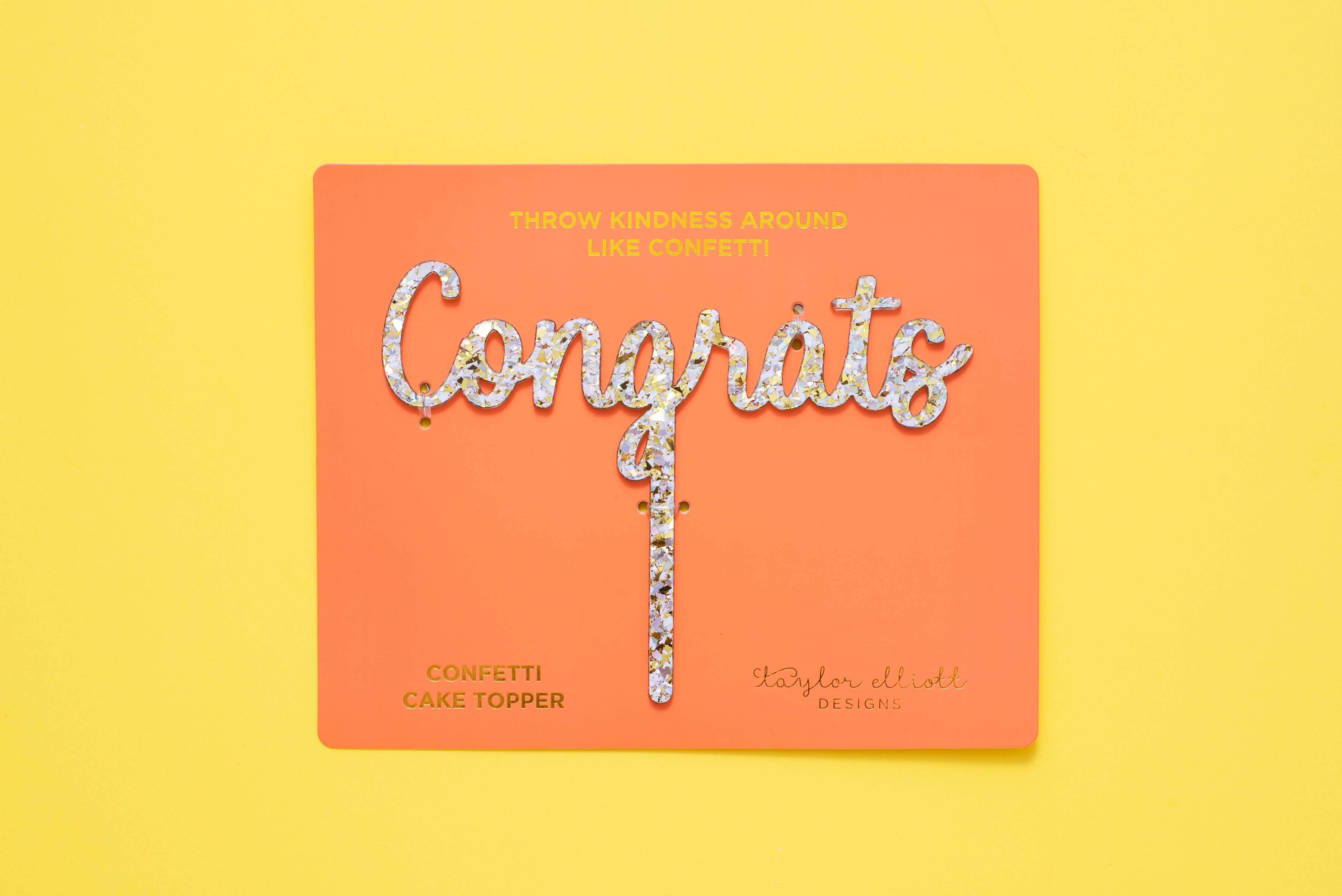 Cake Topper - Congrats - Pearl + Gold Confetti – Brookeside Company
